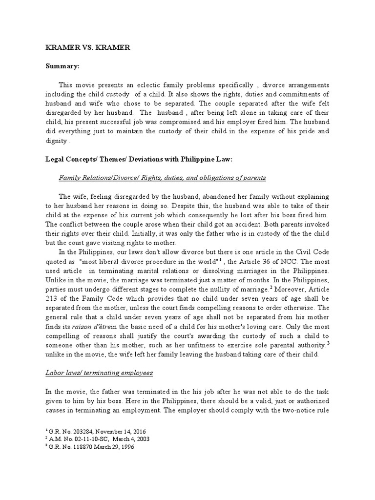 Kramer Vs Kramer | Download Free PDF | Divorce | Child Custody