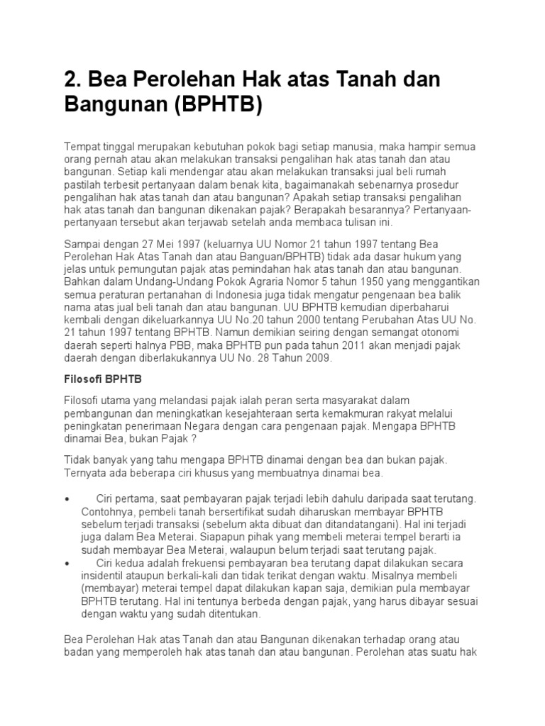 Bea Perolehan Hak Atas Tanah Dan Bangunan | PDF