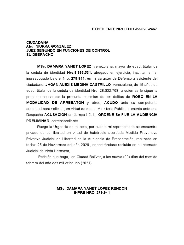 Escrito de Solicitud de Audiencia | PDF