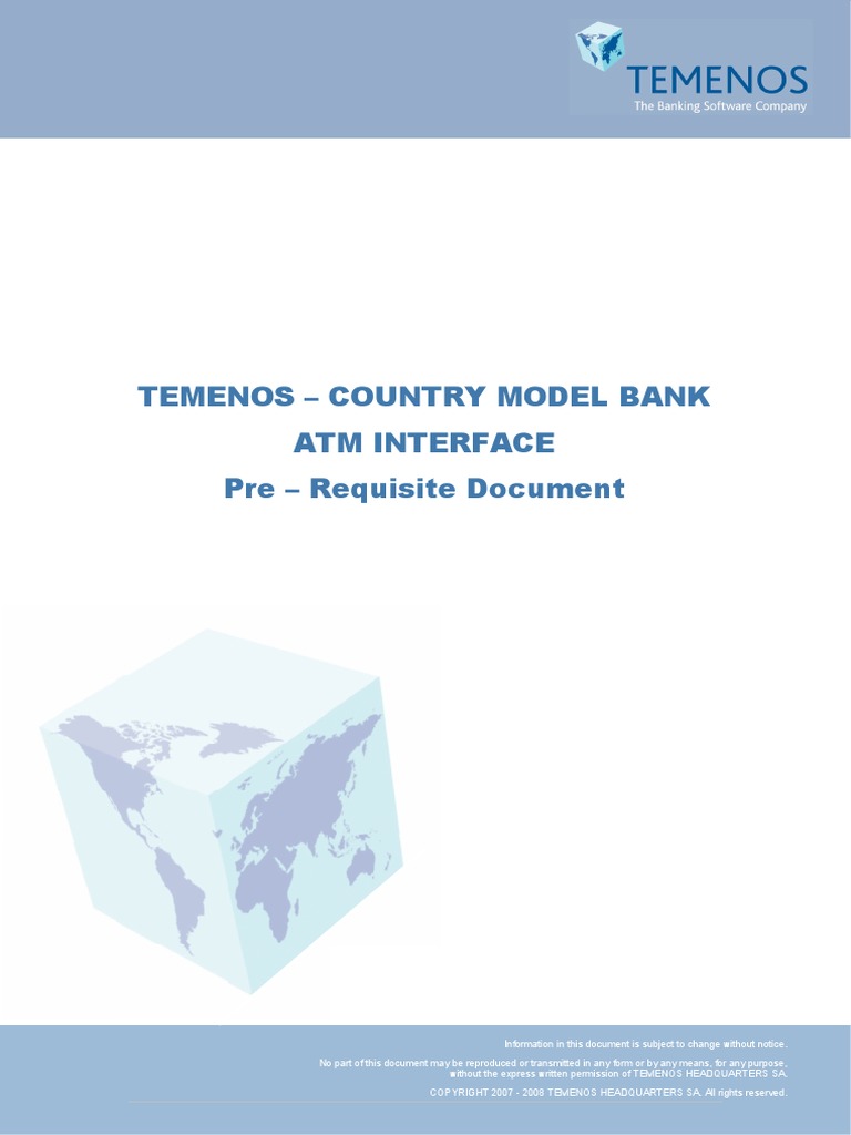 Temenos - Country Model Bank Atm Interface Pre - Requisite Document ...