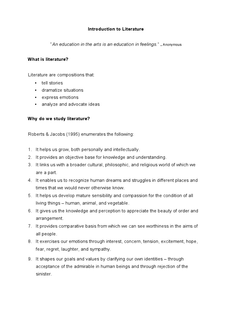 Introduction To Literature | Download Free PDF | Poetry | Narrative