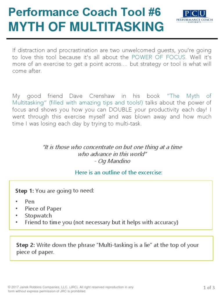 Myth of Multitasking | PDF | Communication | Human Nature