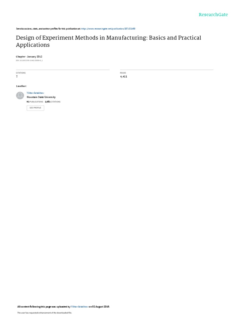 Design of Experiment Methods in Manufacturing: Basics and Practical ...