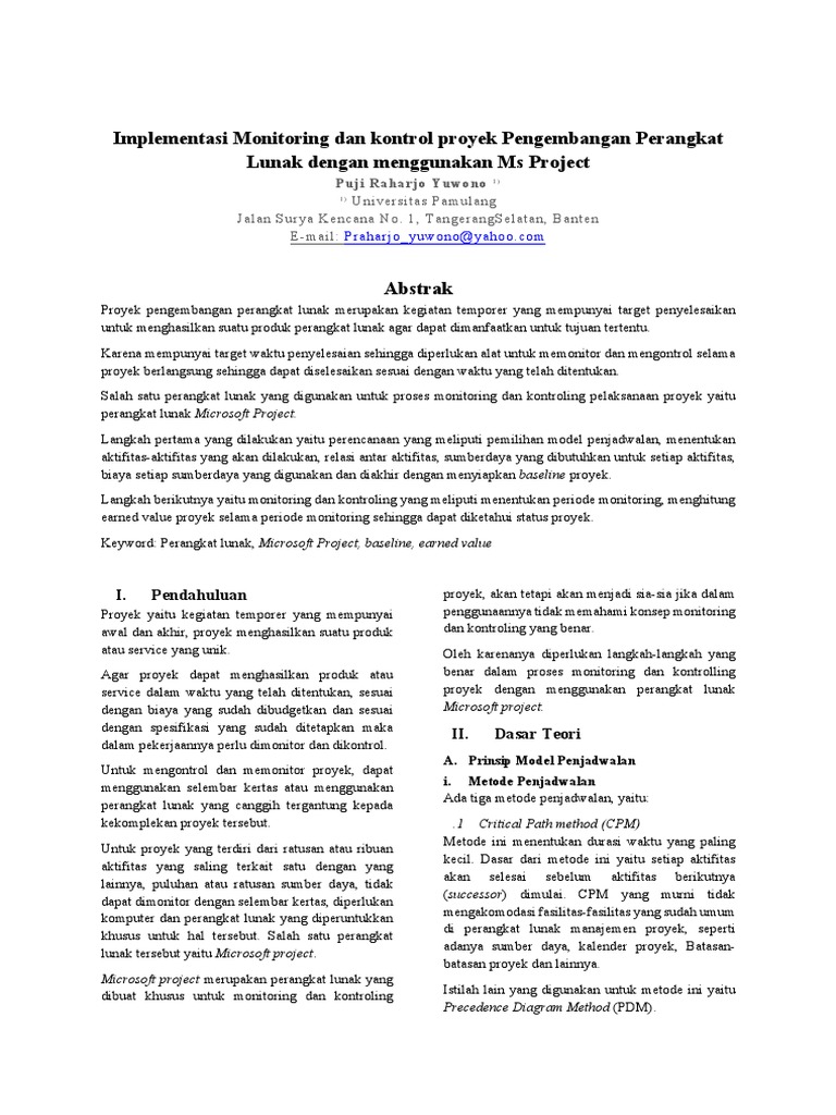 Implementasi Monitoring Dan Kontrol Proyek Dengan Menggunakan Perangkat ...
