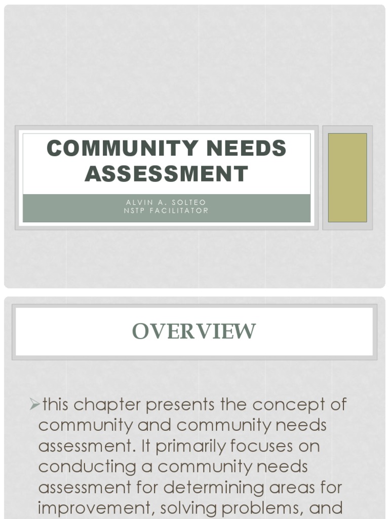 NSTP 2 - Lesson 6 - Community Needs Assessment | PDF | Survey ...