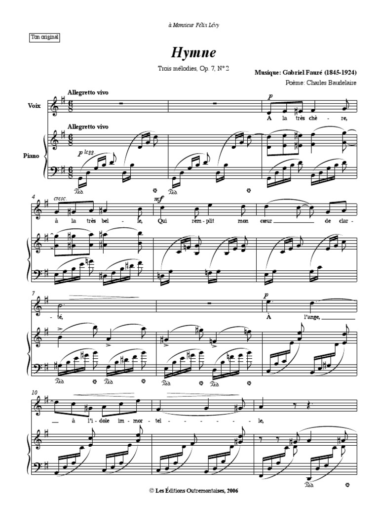 Faure - Hymne | PDF | Musique classique | Divertissement (Général)