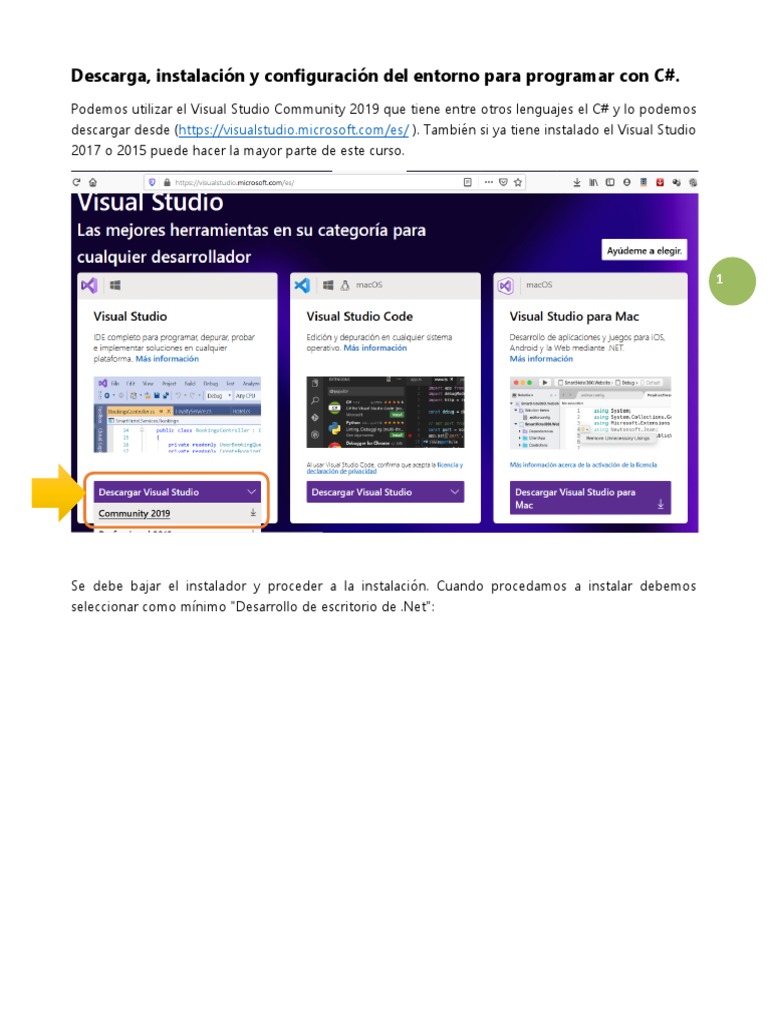Instalación Visual Studio Community 2019 | Descargar gratis PDF ...