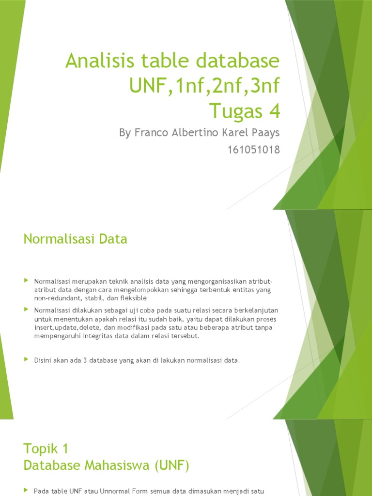 Analisis Table Database UNF, 1nf, 2nf, 3nf | PDF | Metode & Bahan Ajar