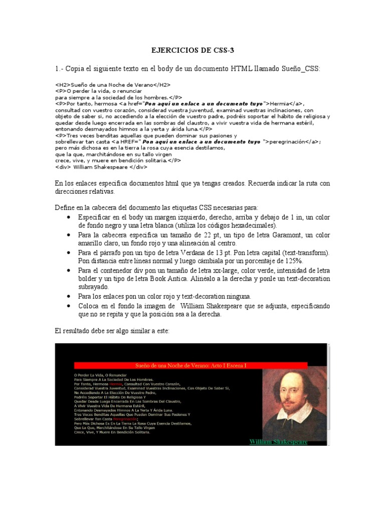 Ejercicios de CSS-3 | PDF | Hojas de estilo en cascada | HTML