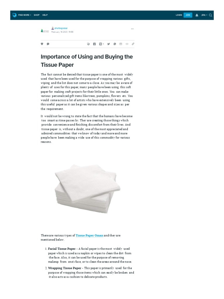 Importance of Using and Buying The Tissue Paper | PDF