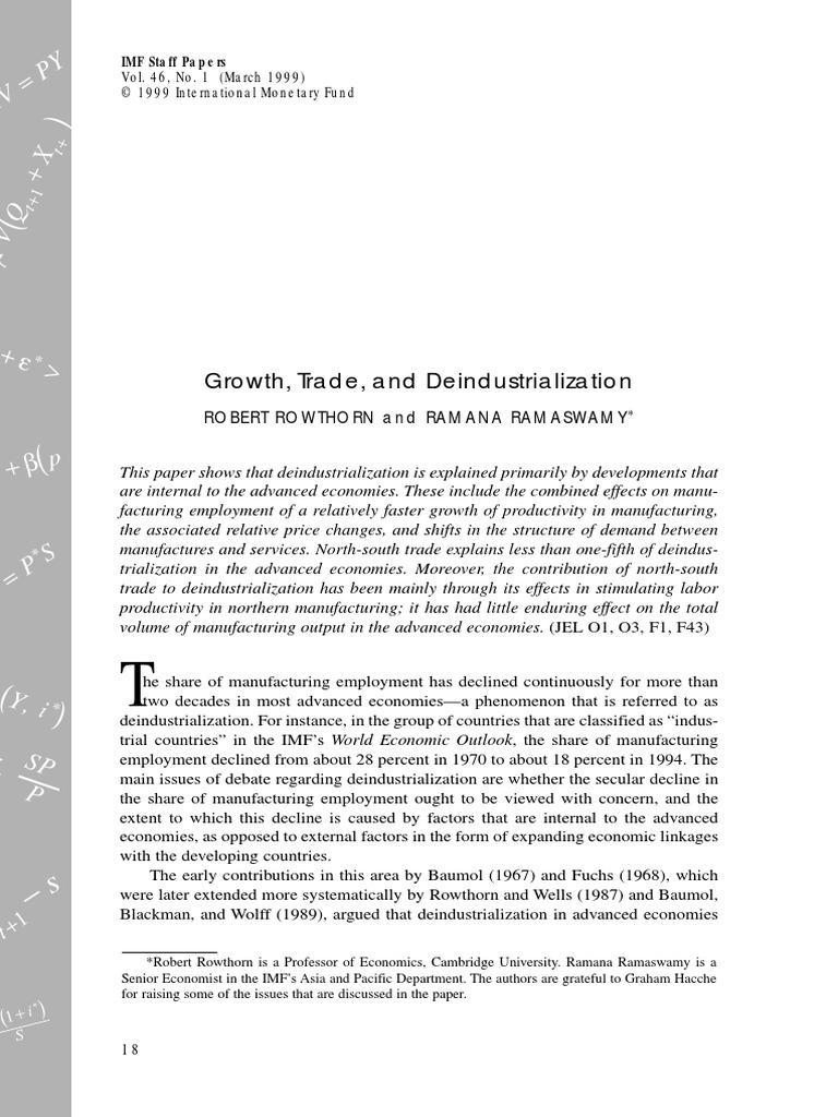 MV PY: Growth, Trade, and Deindustrialization | PDF | Economic Growth ...