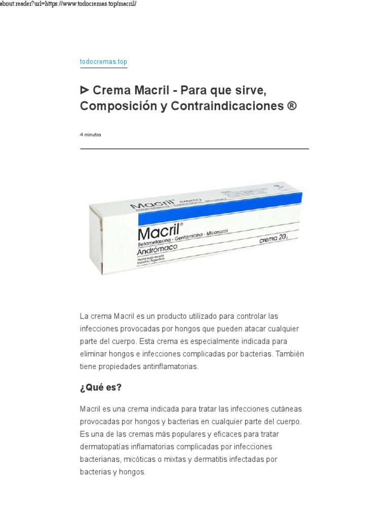 Crema Macril - para Qué Sirve, Composición y Contraindicaciones | PDF ...