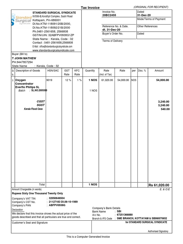 T John Mathew - Philips OC | PDF | Invoice | Taxation