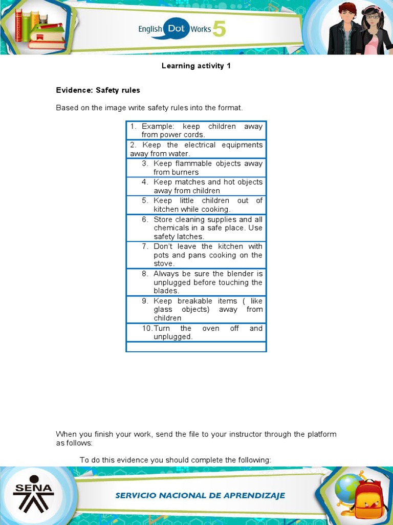 Learning Activity 1 Evidence: Safety Rules | PDF