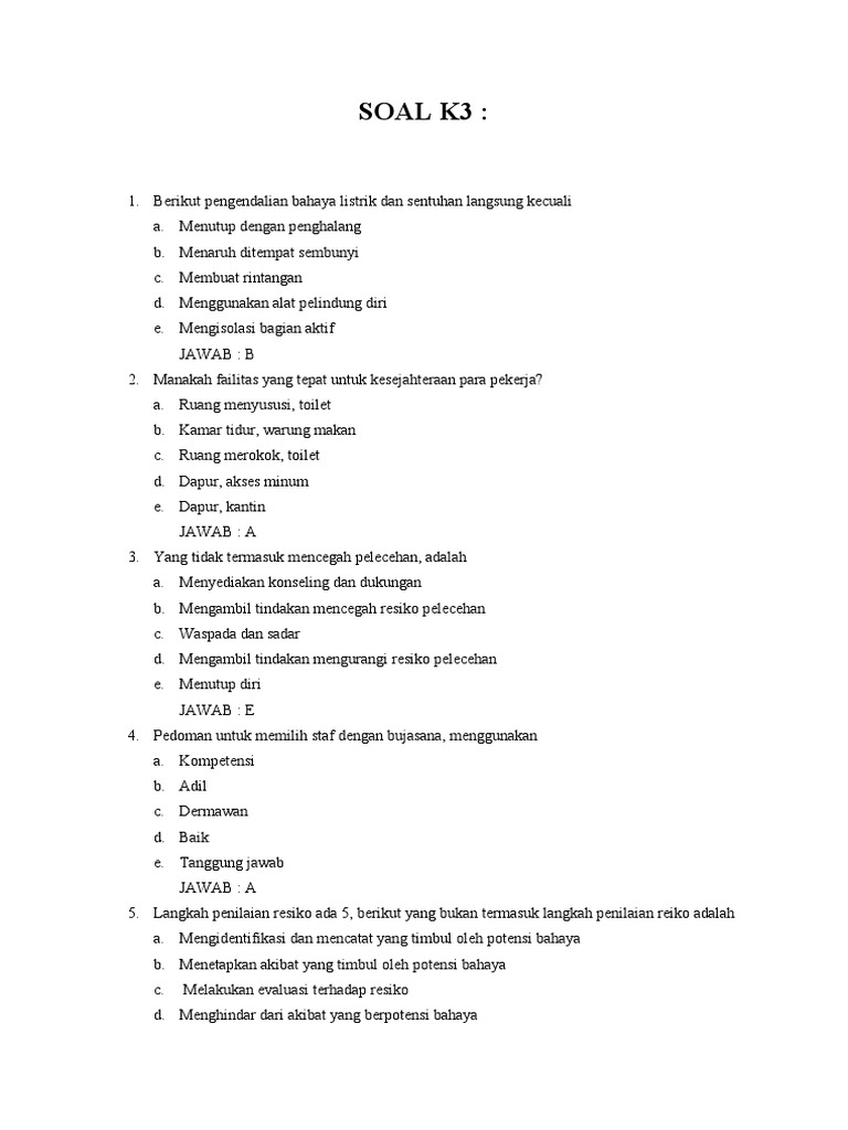 Soal K3 | PDF