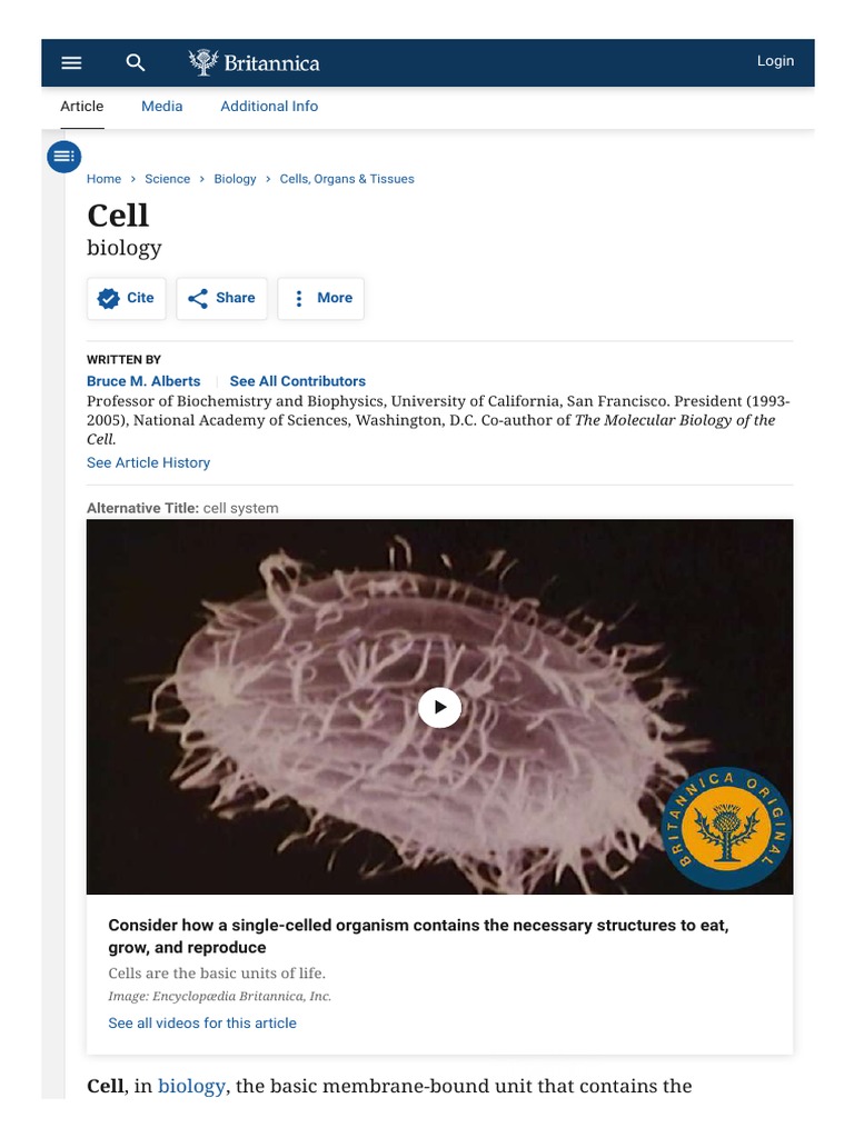 Cell Definition, Types, & Functions Britannica | PDF | Organelle | Cell ...
