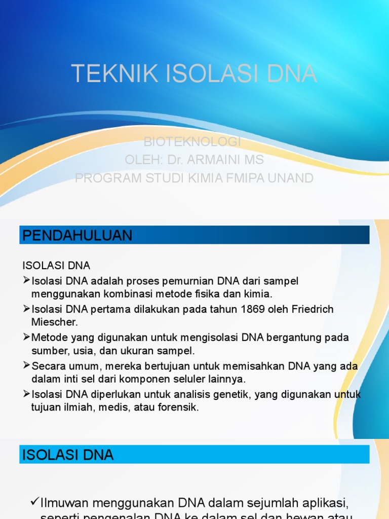 Prosedur dan Metode Isolasi DNA | PDF