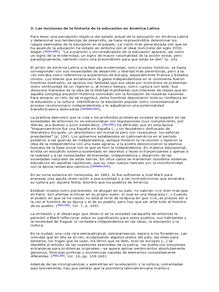 Historia de La Educación en America Latina | PDF | America latina ...