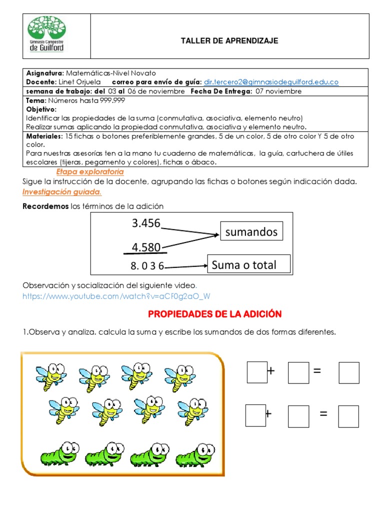 03-06 Nov. Propiedades de La Suma | PDF | Enseñanza de matemática ...