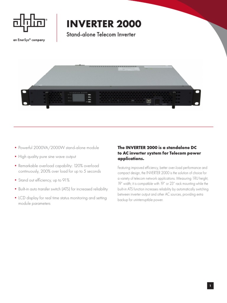 Inverter 2000: Stand-Alone Telecom Inverter | PDF | Power Inverter ...