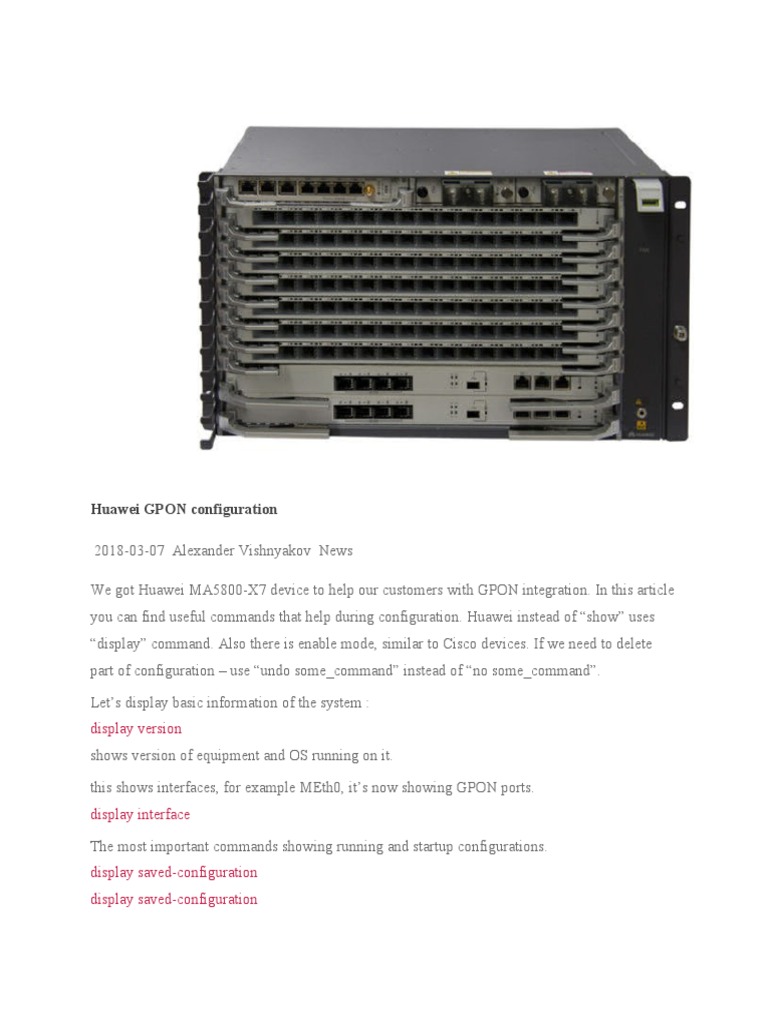Huawei GPON Configuration | PDF | Network Architecture | Communications Protocols