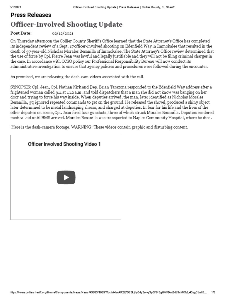 Collier Shooting Incident Update | PDF | National Security Of The ...