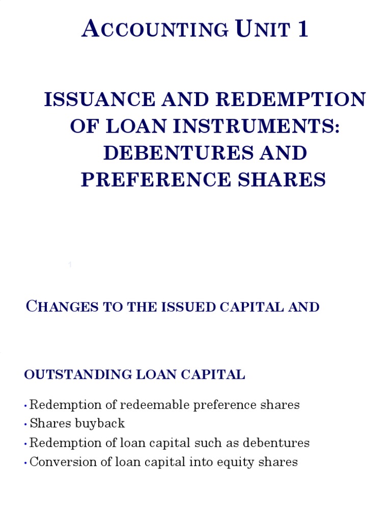 Redemption of Shares & Debentures | PDF | Preferred Stock | Equity ...