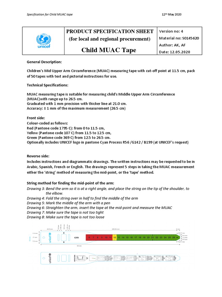 Child MUAC Tape Specification Guide | PDF | Business | Social Science