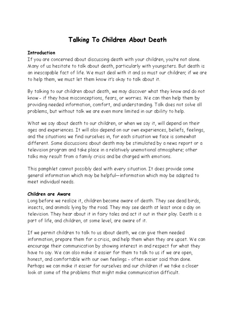 Discussing Death with Children | PDF | Grief | Anger