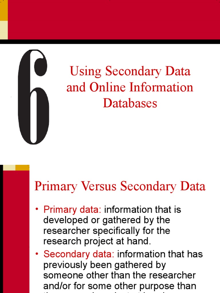 Using Secondary Data and Online Information Databases | PDF | Databases ...