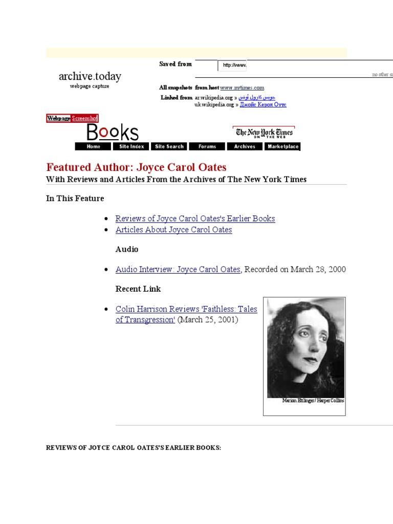 Archive - Today: Featured Author: Joyce Carol Oates | Download Free PDF ...