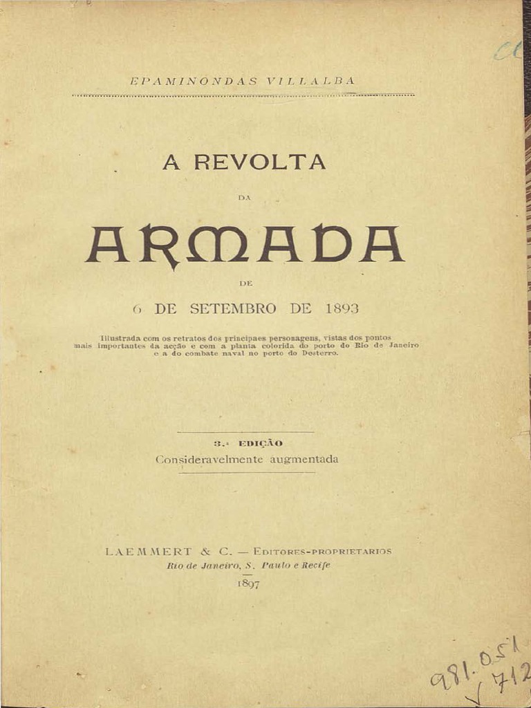 A REVOLTA DA ARMADA DE 6 DE SETEMBRO DE 1893 (Epaminondas Villalba) | PDF | Governo | Conflito ...