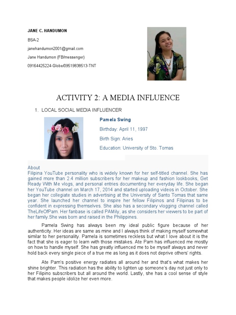 Activity #2 A Media Influencer | PDF | Mass Media | Communication