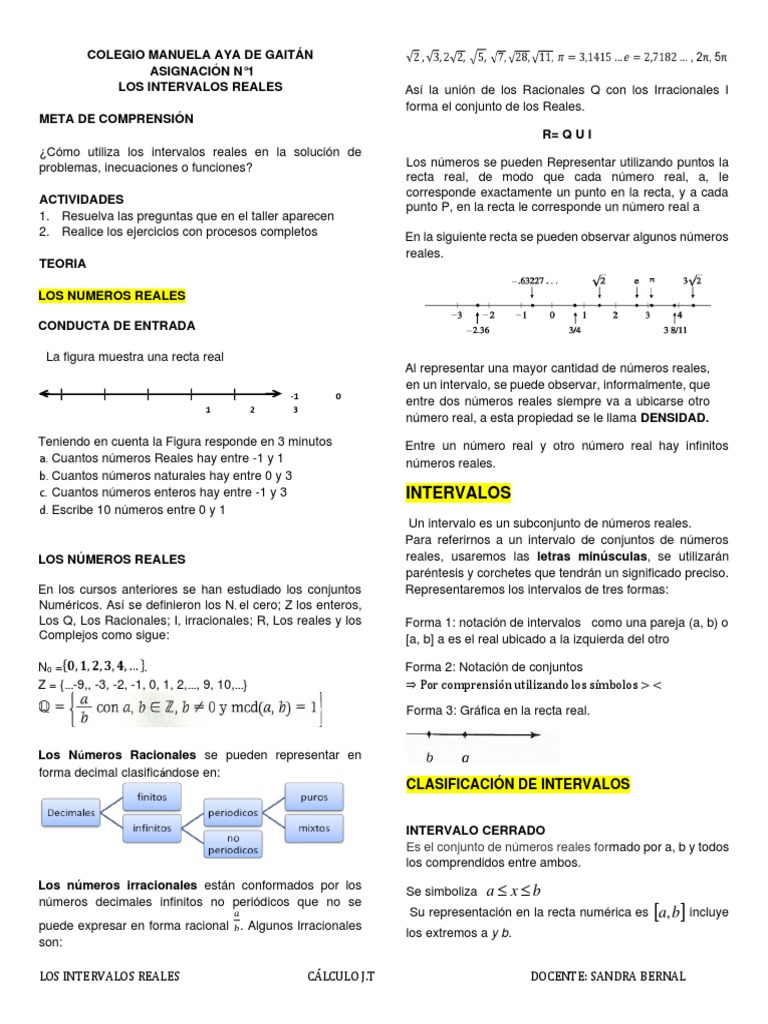 Los Intervalos | PDF | Intervalo (Matemáticas) | Número Real