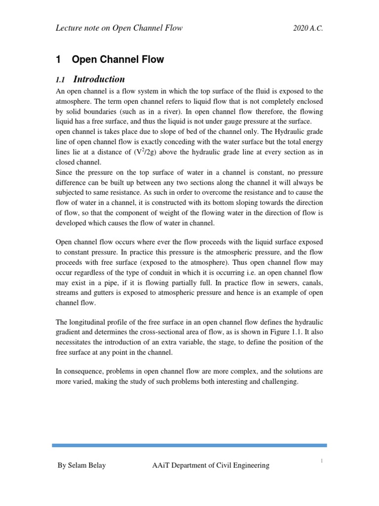 Chapter 1 Open Channel Flow | PDF | Reynolds Number | Fluid Dynamics