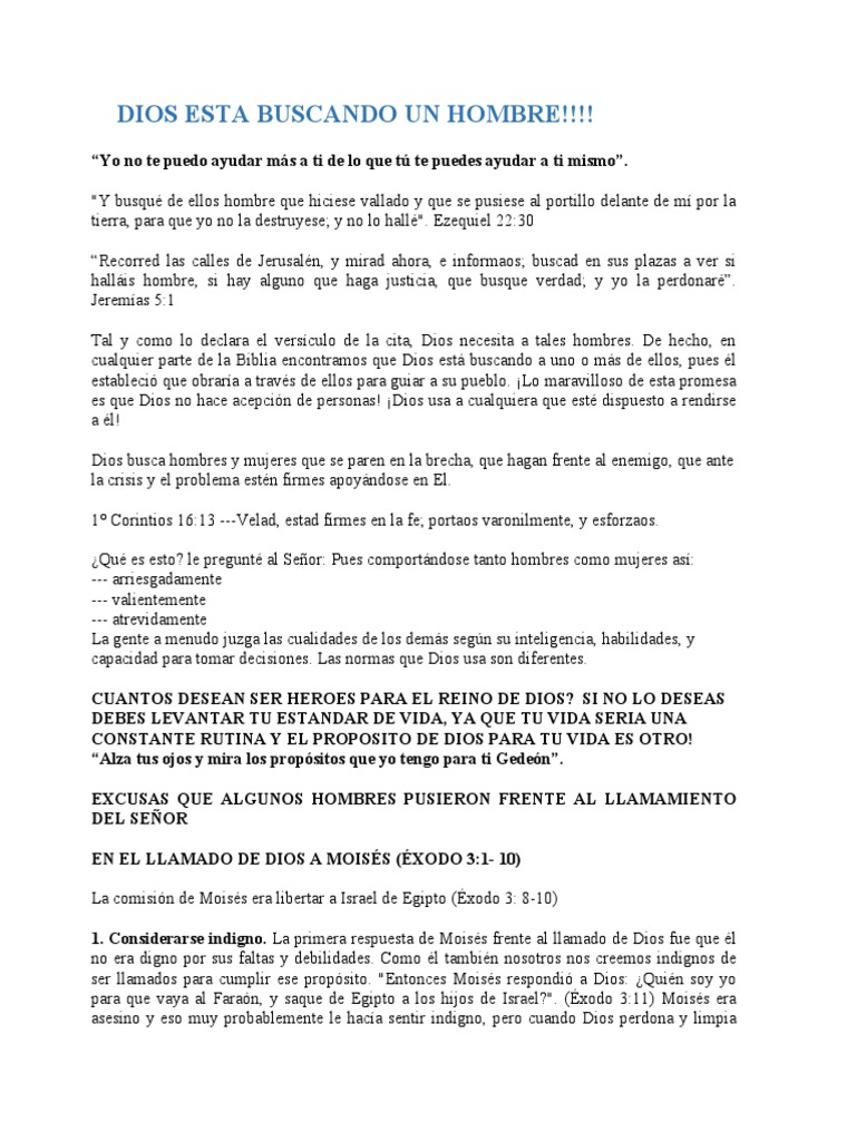 Predicacion Dios Esta Buscando Un Hombre | PDF | Moisés | Libro del éxodo
