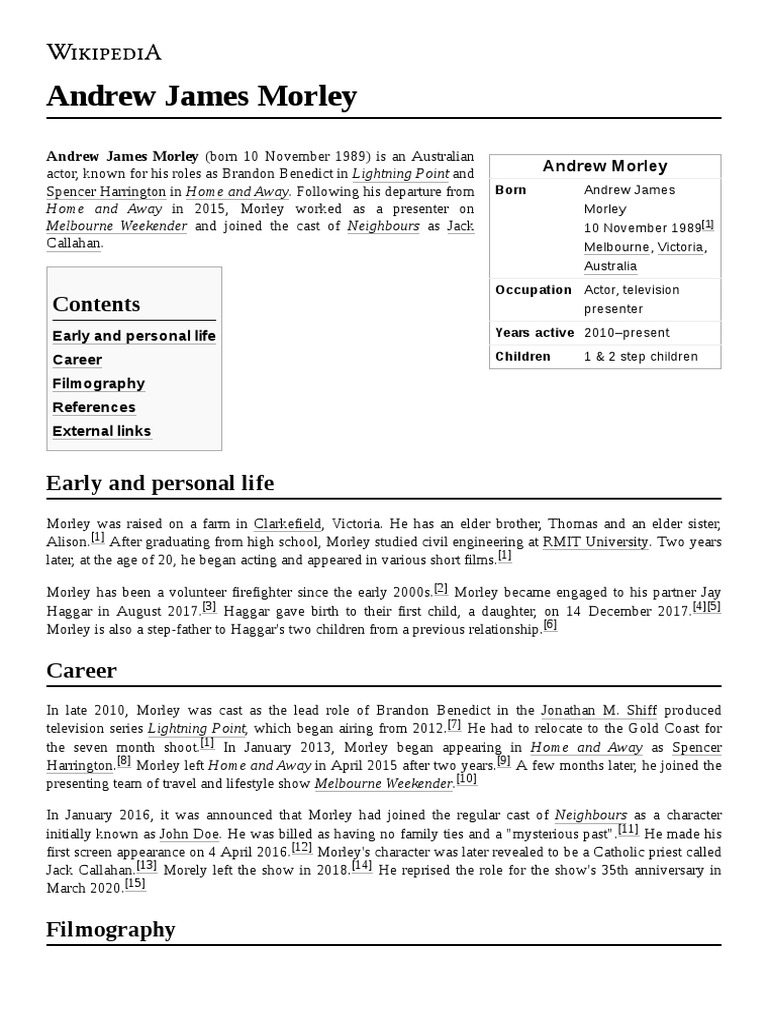 Andrew James Morley (Born 10 November 1989) Is An Australian | PDF