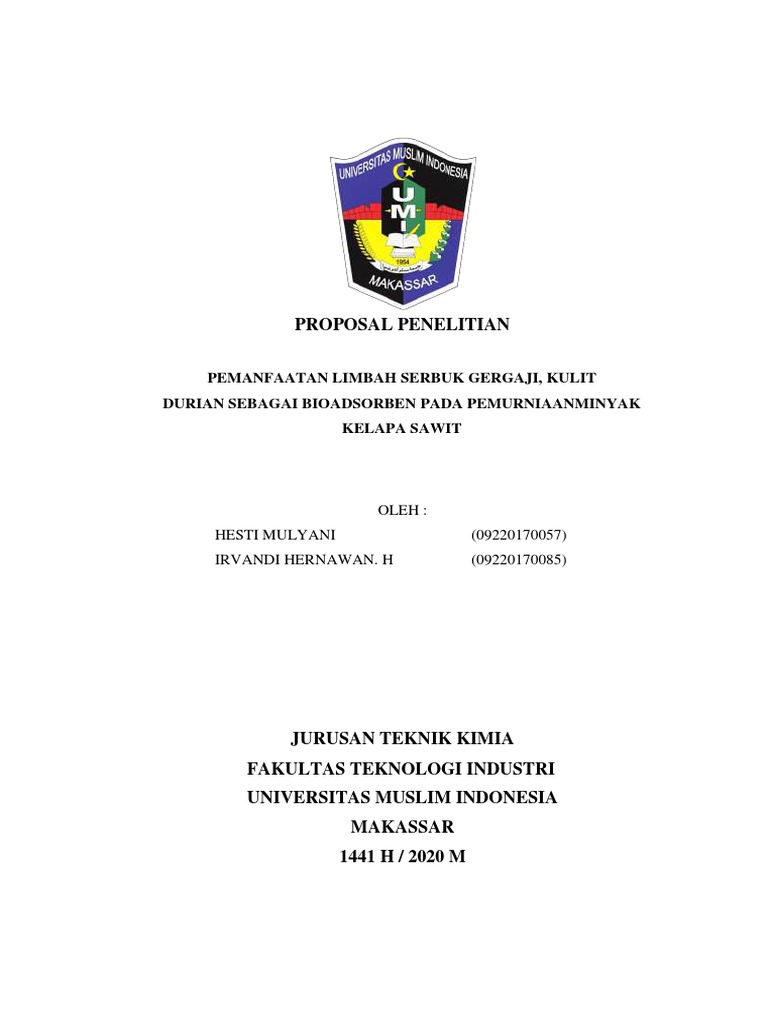 PROPOSAL PENELITIAN KULIT DURIAN DAN SERBUK GERGAJI - For Merge-1-1-1 | PDF