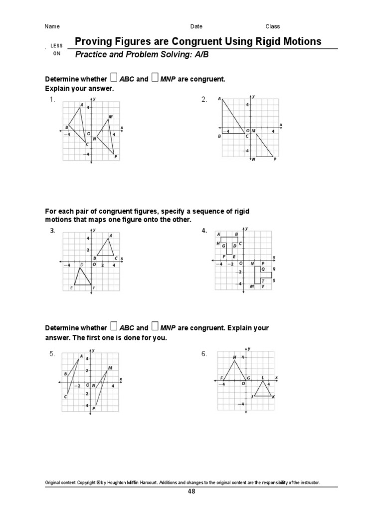 Congruency Transformation WS | PDF