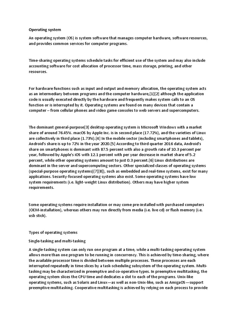 Operating Systems Basics | PDF | Operating System | Process (Computing)