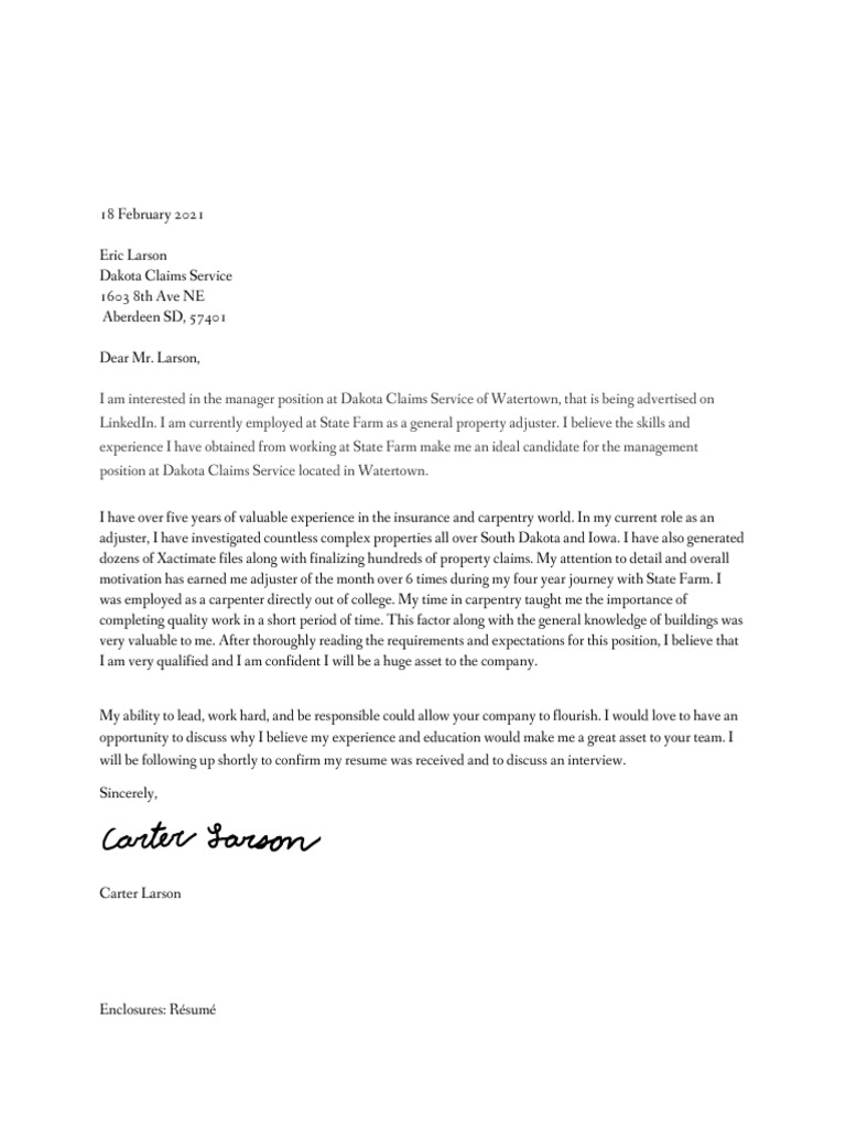 Cover Letter Template Carter Larson | PDF