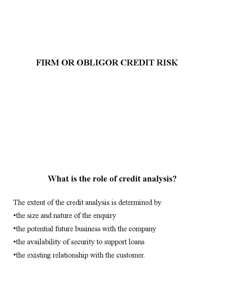 Firm or Obligor Credit Risk | PDF | Revenue | Debt