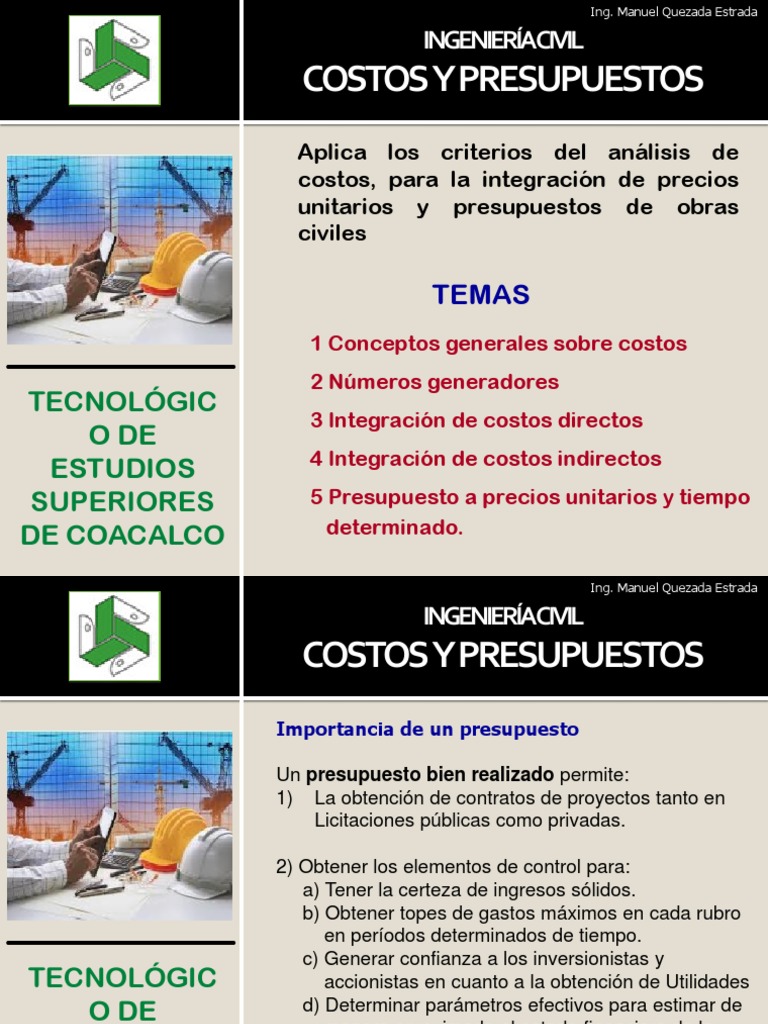 Análisis de costos y presupuestos para obras civiles | PDF | Presupuesto | Economias