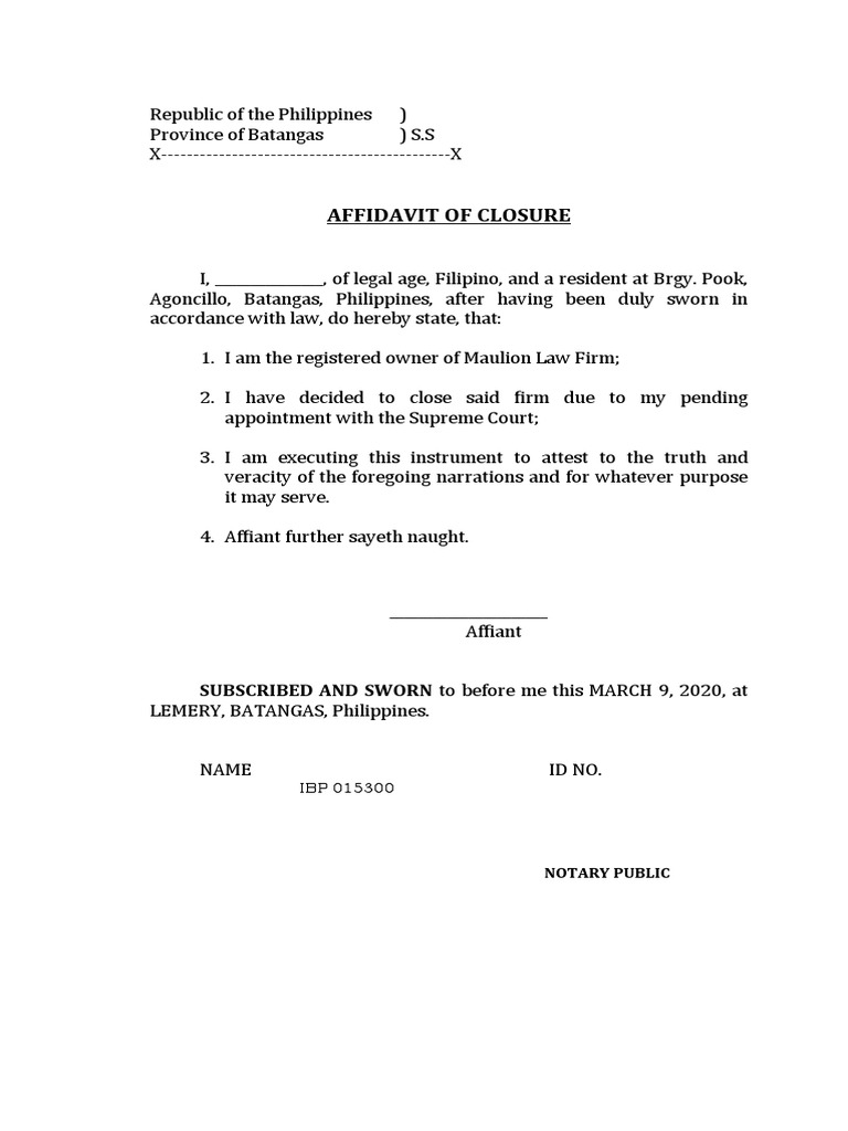 Affidavit of Closure | PDF