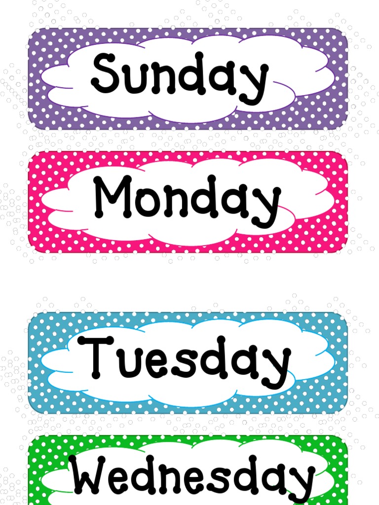 Days of The Week Flashcards Teacher Switcher | PDF