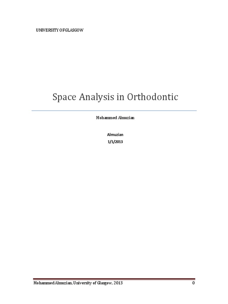 Space Analysis in Orthodontic: University of Glasgow | PDF | Tooth | Mouth