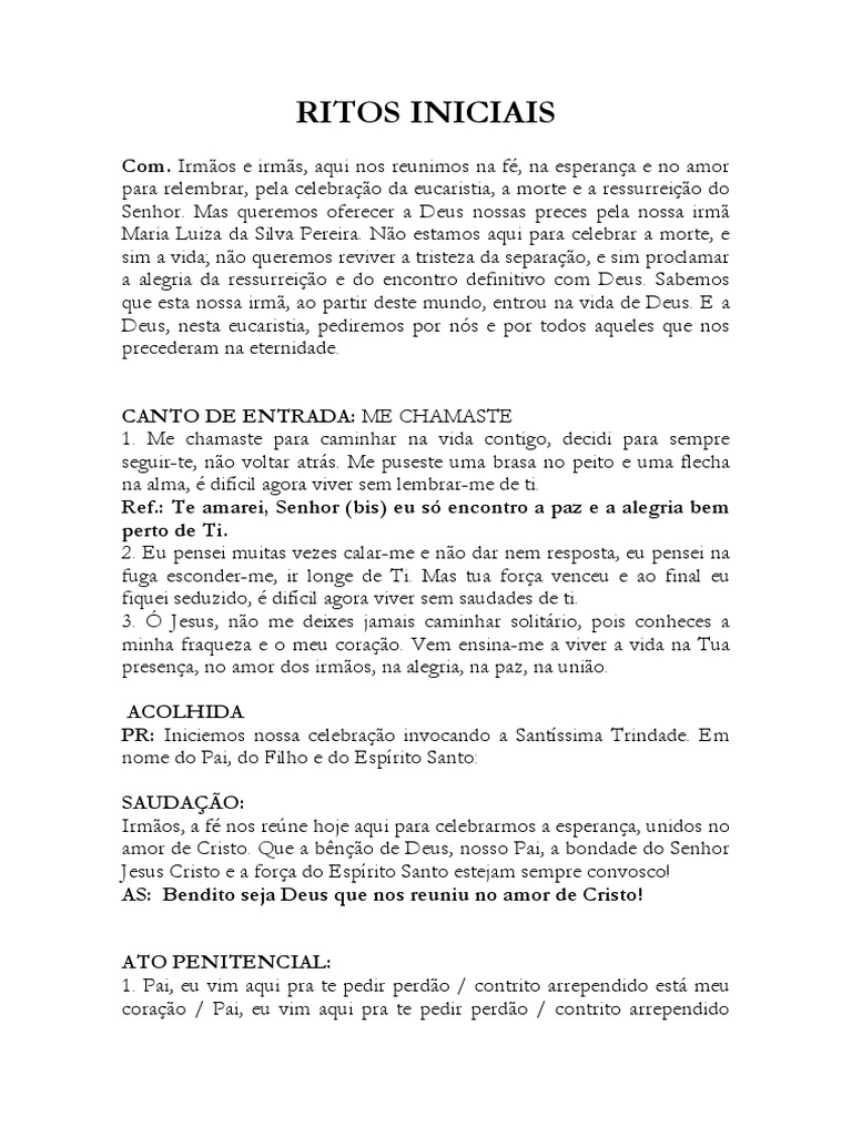 Missa 7 Dias Modelo Pdf Eucaristia Jesus
