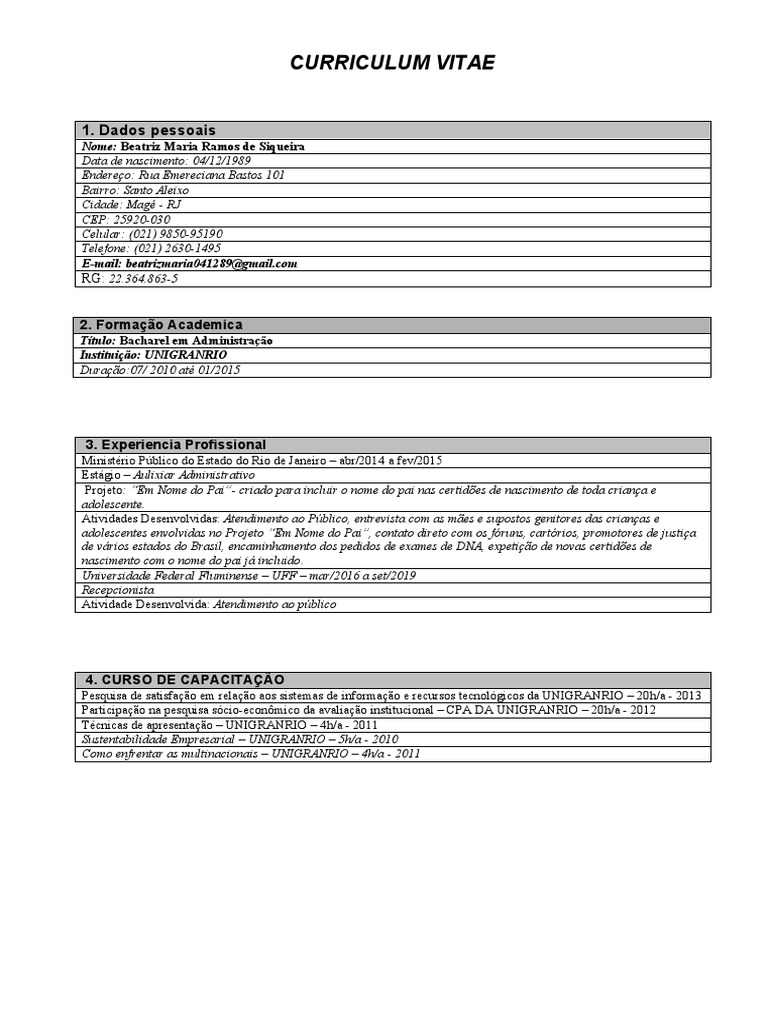 Curriculum Vitae - Beatriz | PDF
