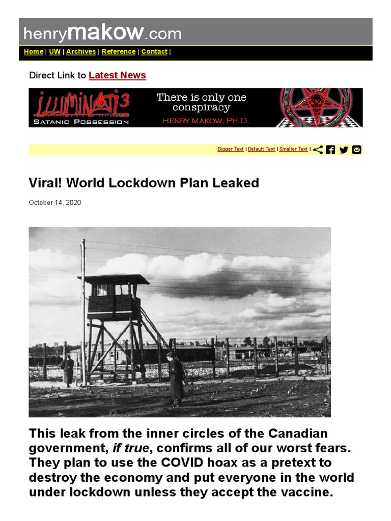 Viral! World Lockdown Plan Leaked: Latest News | PDF | Loans | Asset ...