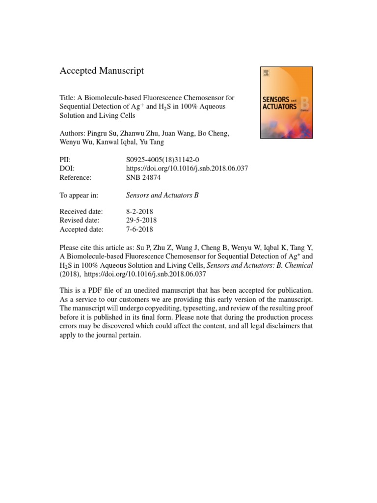 2018A Biomolecule-Based Fluorescence Chemosensor For | PDF ...